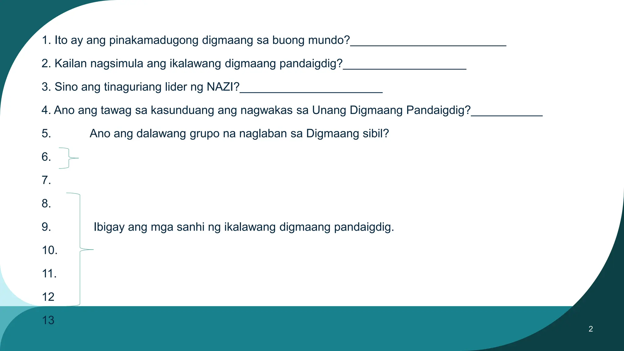 Longquiz q4 ikalAwang digmaang.POWERPOINT TAGALOG VERSION | PPTX