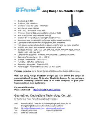 Long range bluetooth dongle | PDF