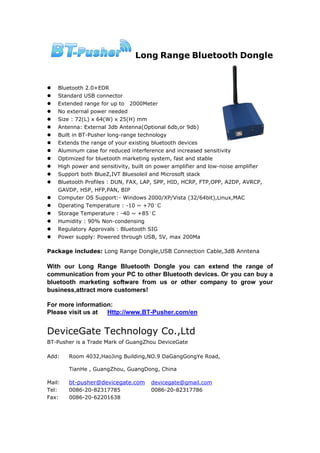 Long range bluetooth dongle | PDF
