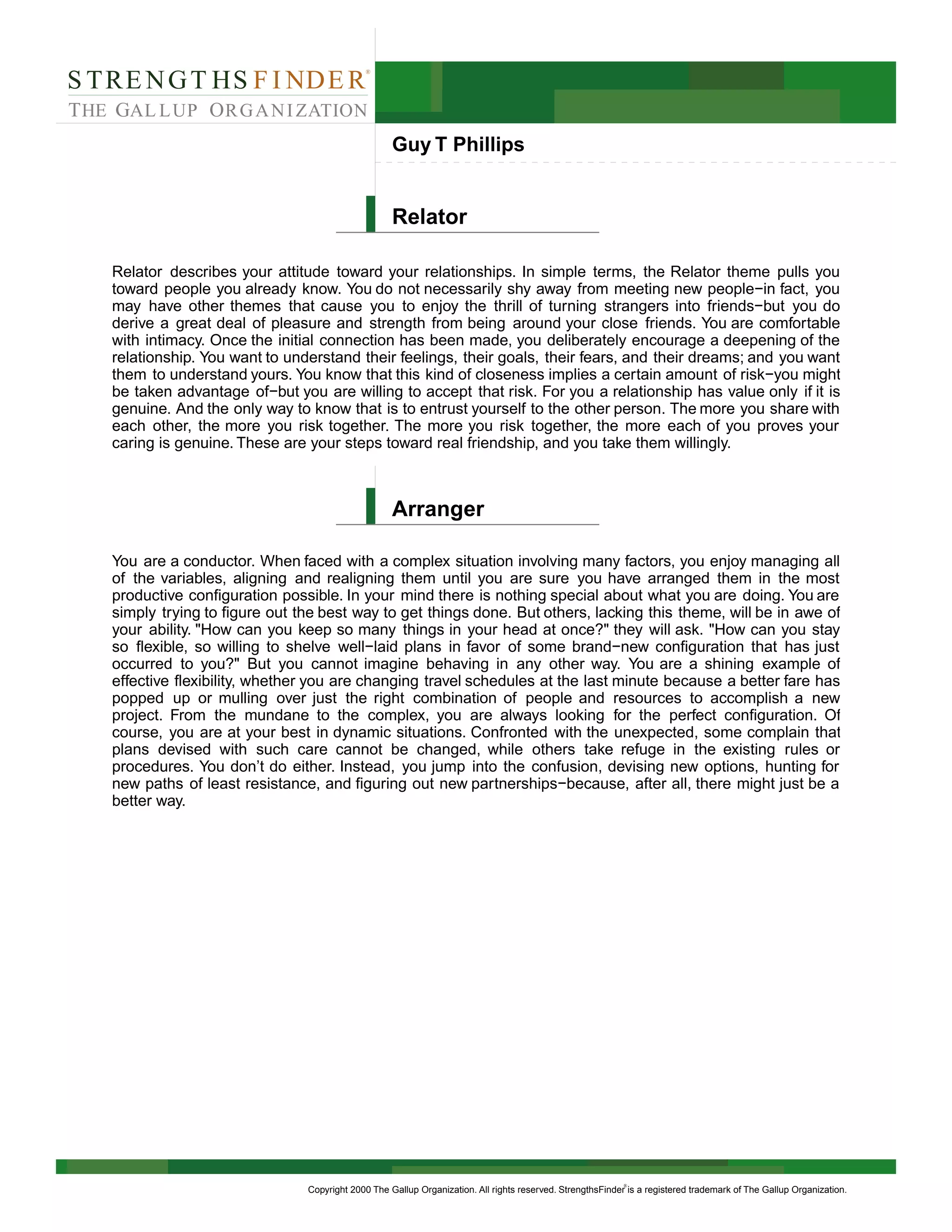 StrengthsFinder Assessment | PDF