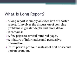 Long reports and title page of any report | PPTX