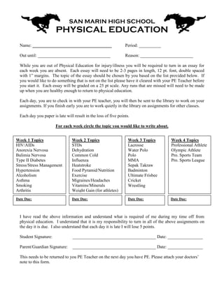 Long Term Injury or Illness Assignment | PDF