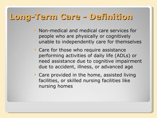 Long Term Care Insurance | PPT