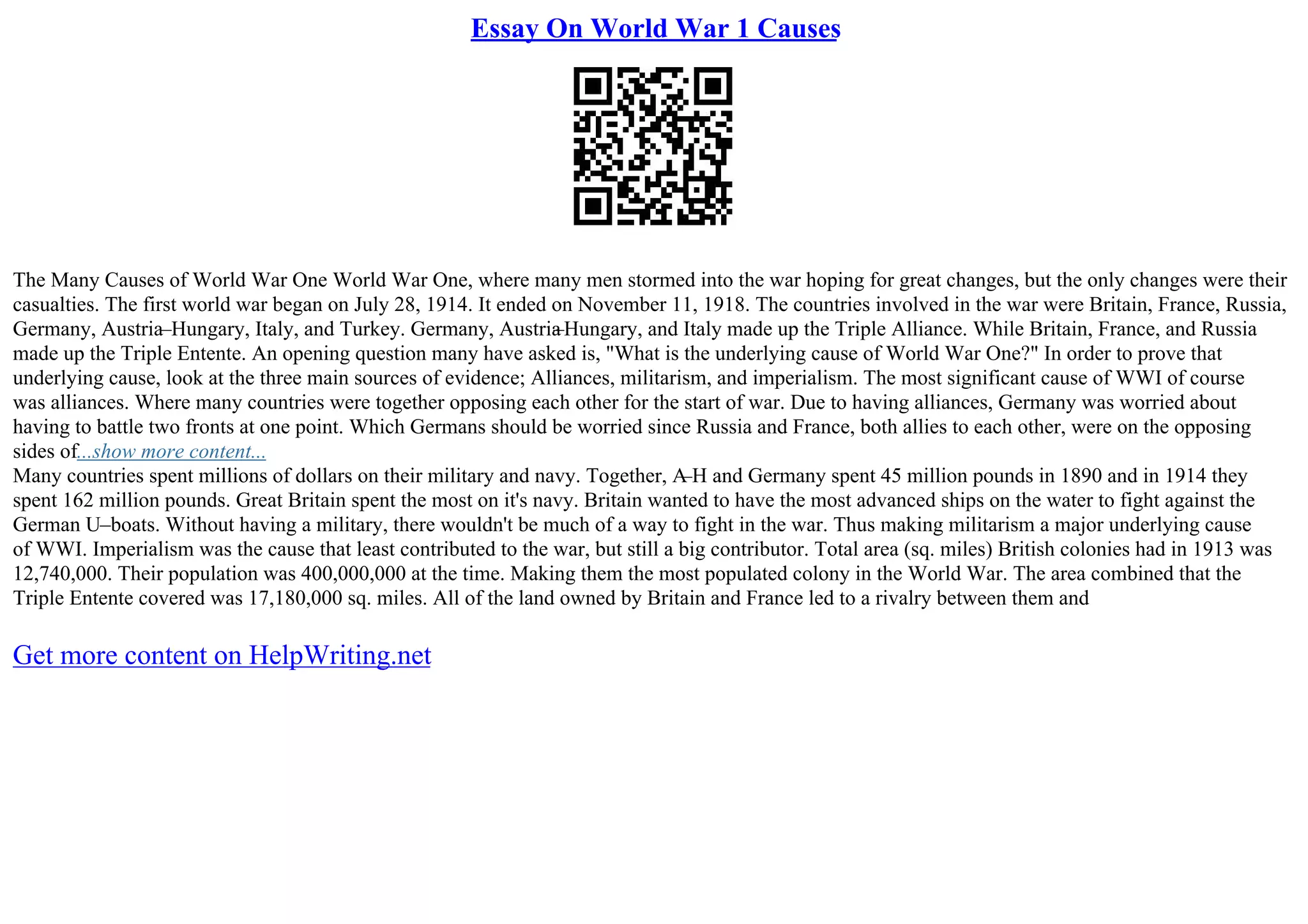 Long Term Causes Of World War 1 Essay | PPT