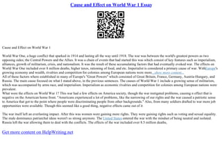 Long Term Causes Of World War 1 Essay | PPT