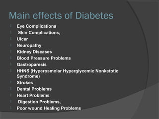 Long term complications due to the diabetes | PPT