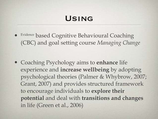 Long term effects of cognitive behavioural coaching on gender ...