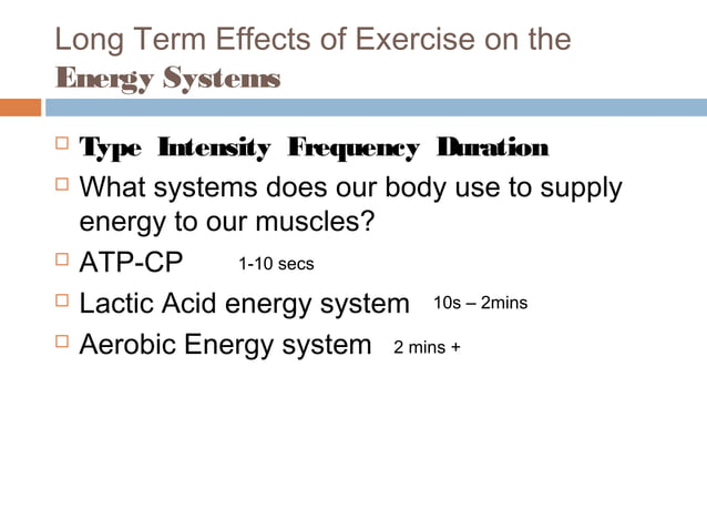 Long term effects of exercise on cv & energy systems | PPT