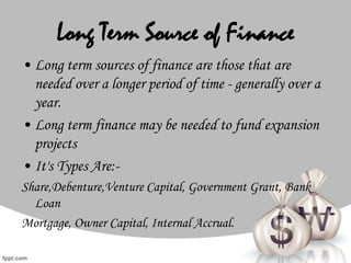 Sources of finance | PPTX