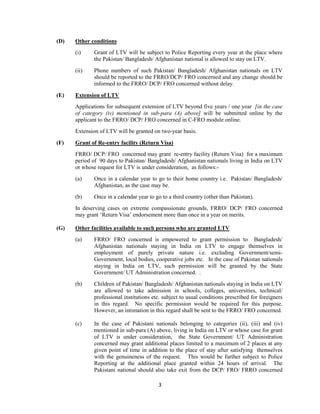 Long term VISAs - Granted by Indian Government | PDF
