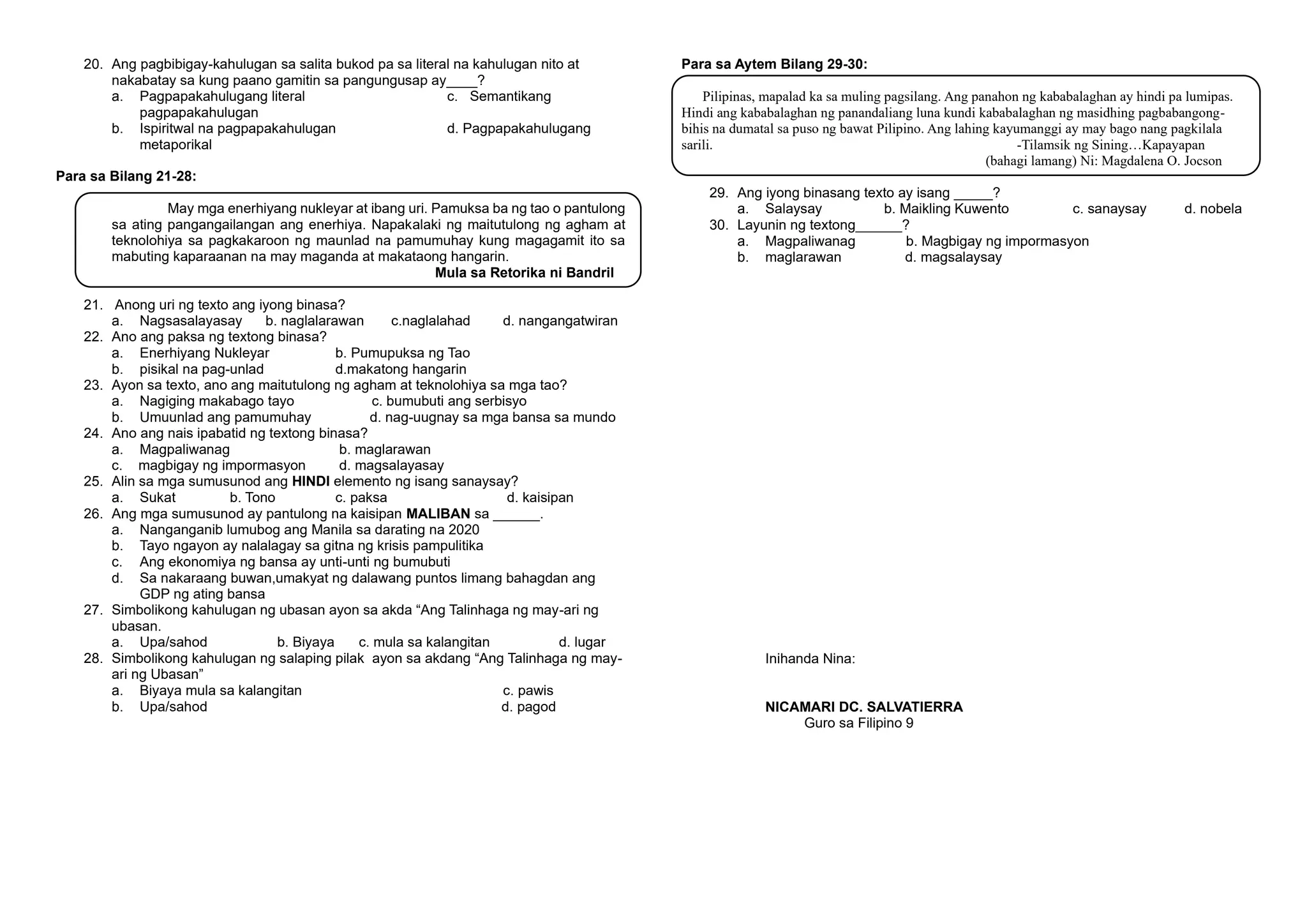 Filipino 9 Long Test-3rd Quarter.pdf