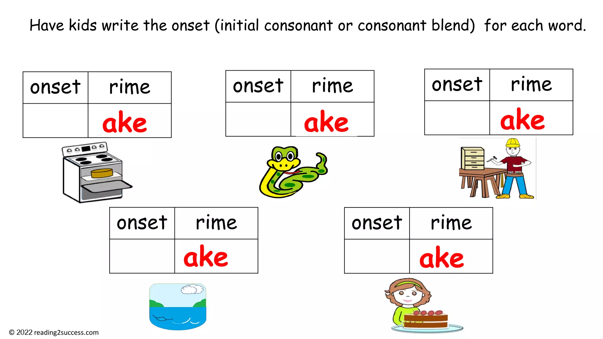 Long Vowel Onset-Rimes: ail, ake, eat, eep, ide, ine, oat, ose & ue. # ...