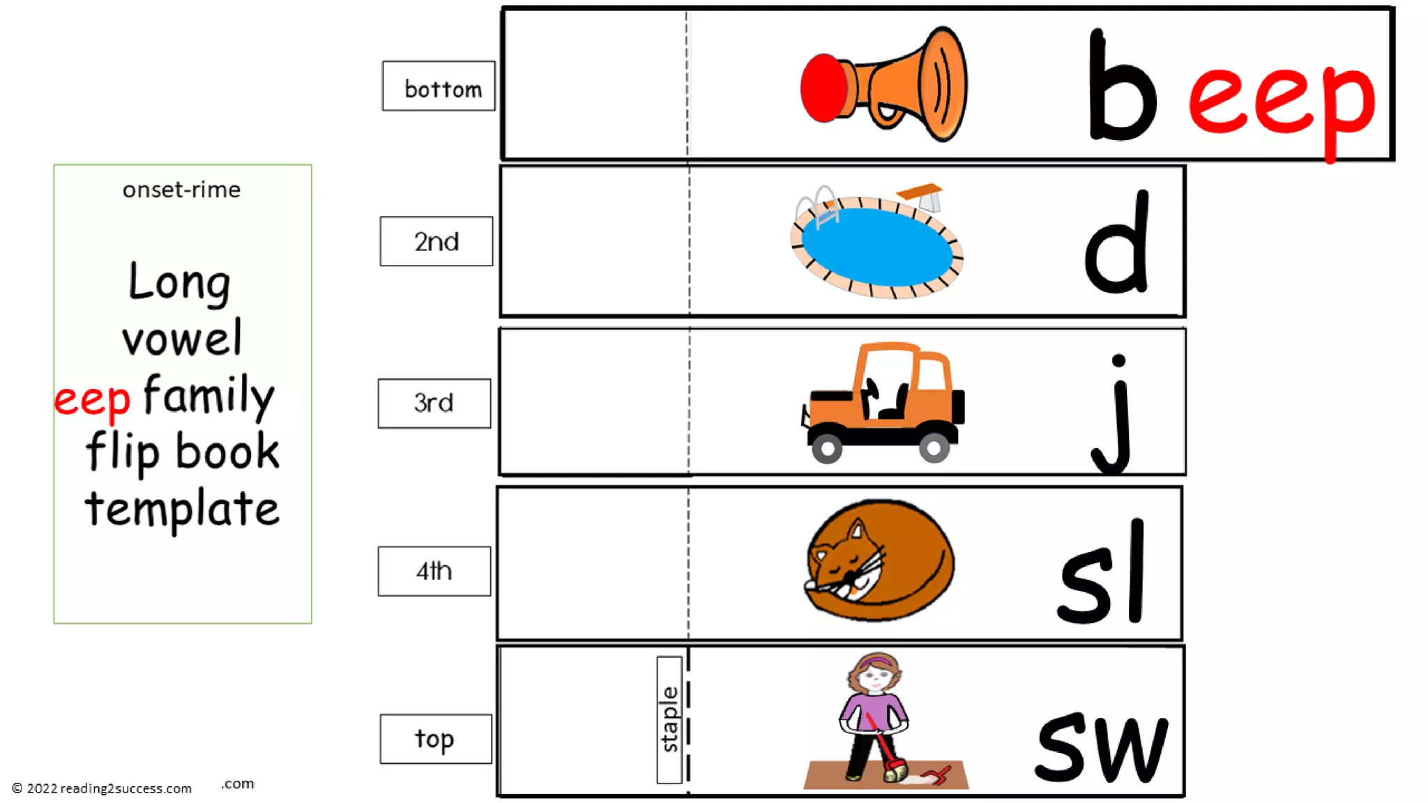 Long Vowel Onset-Rimes: ail, ake, eat, eep, ide, ine, oat, ose & ue. # ...