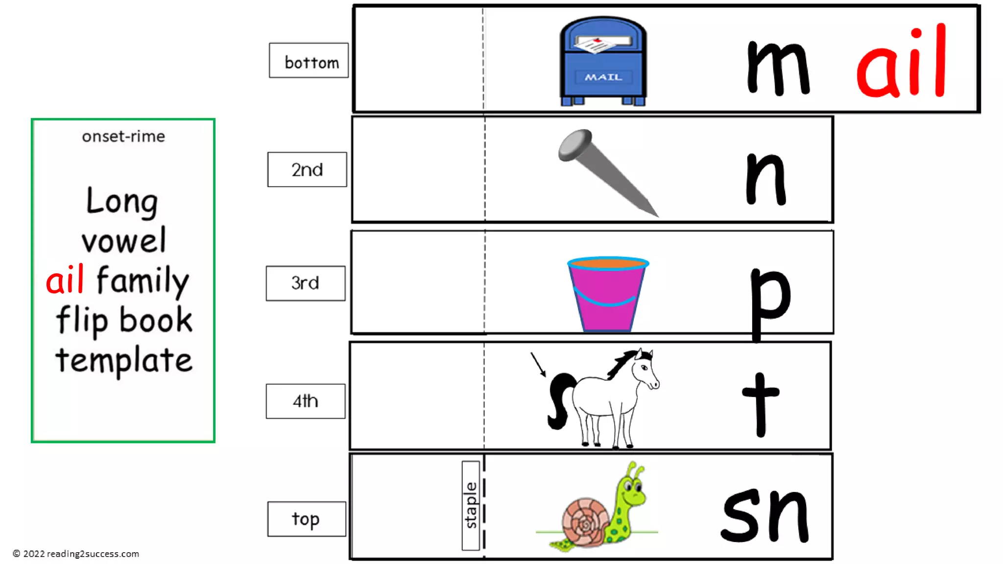 Long Vowel Onset-Rimes: ail, ake, eat, eep, ide, ine, oat, ose & ue. # ...