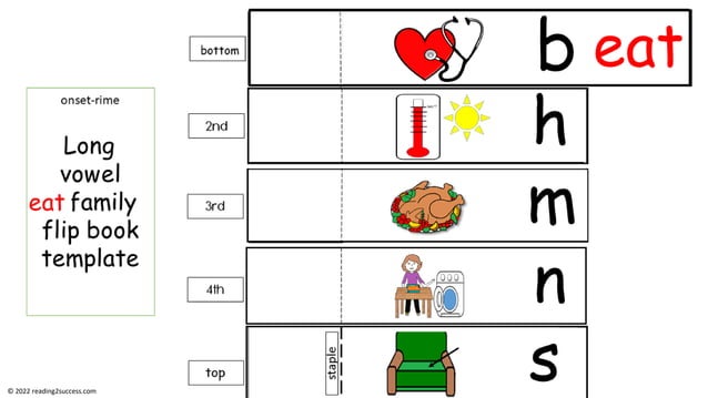 Long Vowel Onset-Rimes: ail, ake, eat, eep, ide, ine, oat, ose & ue. # ...