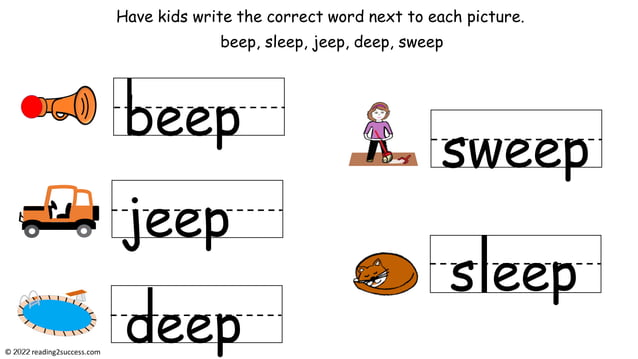 Long Vowel Onset-Rimes: ail, ake, eat, eep, ide, ine, oat, ose & ue. # ...