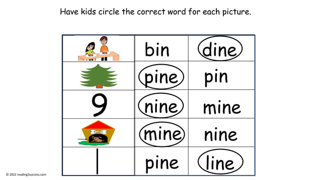 Long Vowel Onset-Rimes: ail, ake, eat, eep, ide, ine, oat, ose & ue. # ...