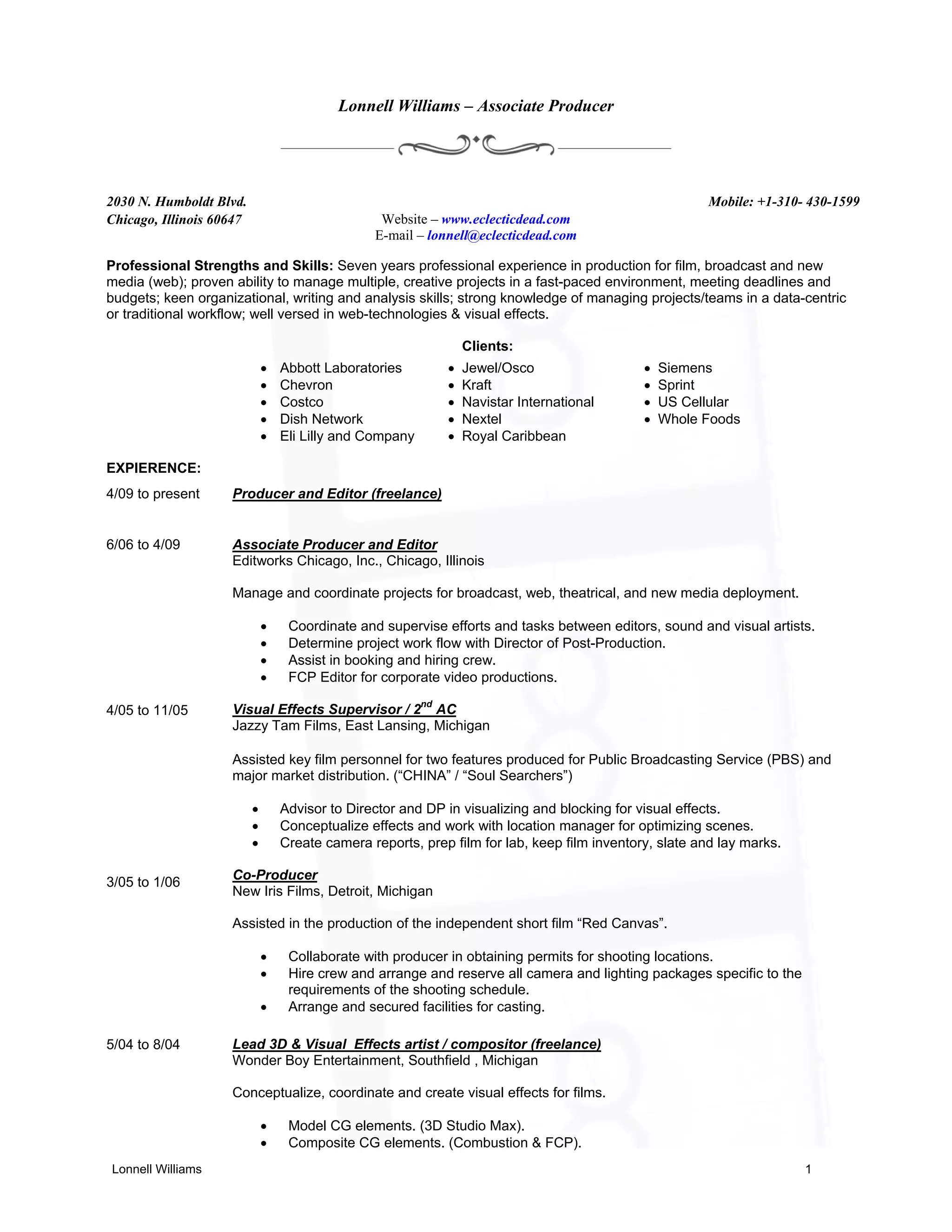 Lonnell Williams Resume | PDF