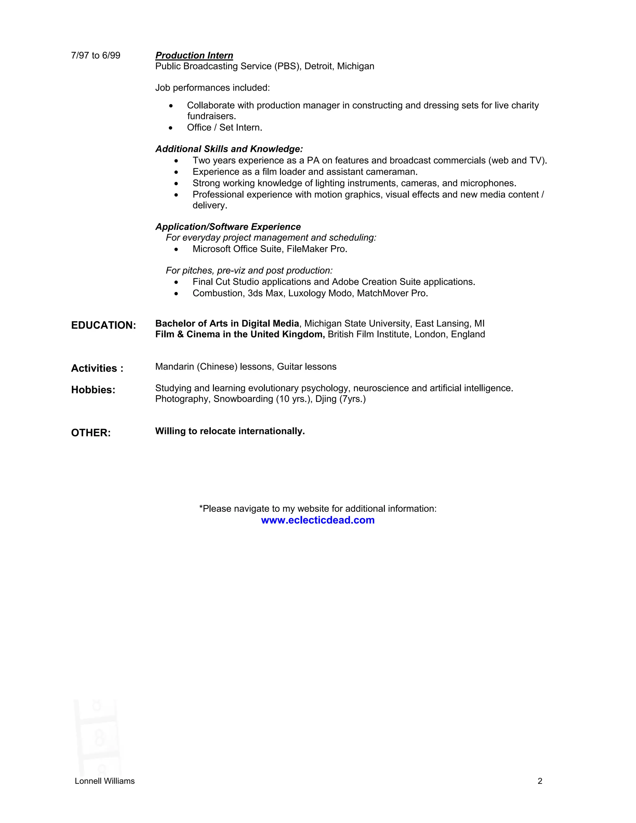 Lonnell Williams Resume | PDF