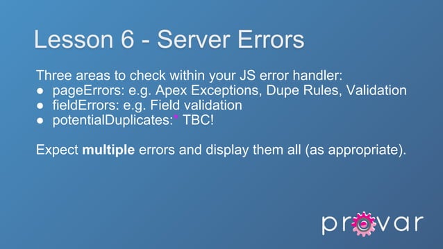 London SF Developers: Custom Lightning Component Error Handling | PPT