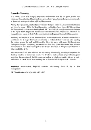 Back-testing of Expected Shortfall : Main challenges and methodologies ...