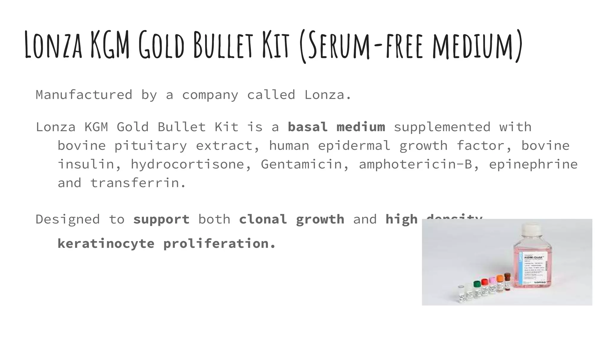 Lonza kgm gold bullet kit versus rheinwald and green complete fad ...