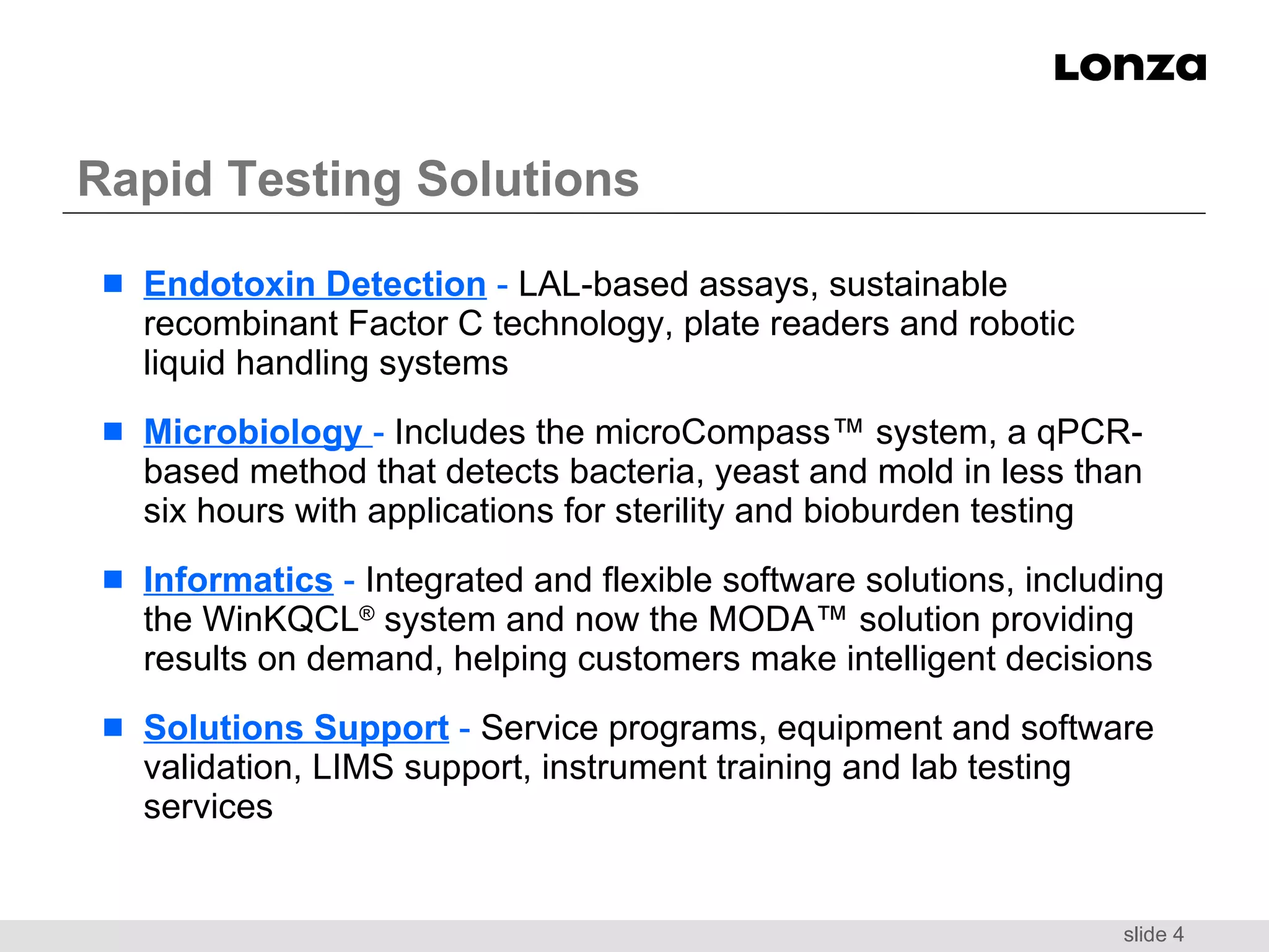 Lonza Moda Solution Overview 2010 Final 18 Aug2010 | PPT