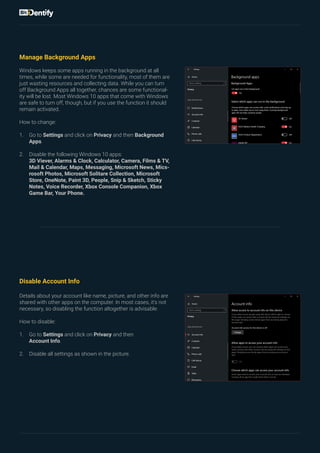 Look trough your windows 10 privacy settings | PDF