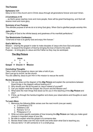 Looking at the Big Picture Handout A4 | DOC | Christianity | Religion ...