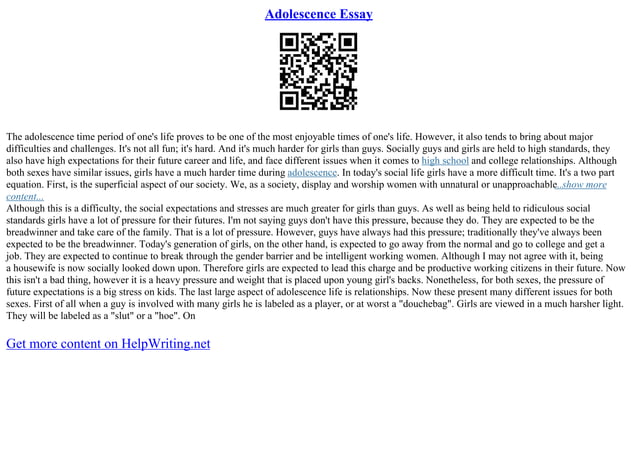 Looking Back At Adolescence Essay Examples | PDF | Parenting Teens ...