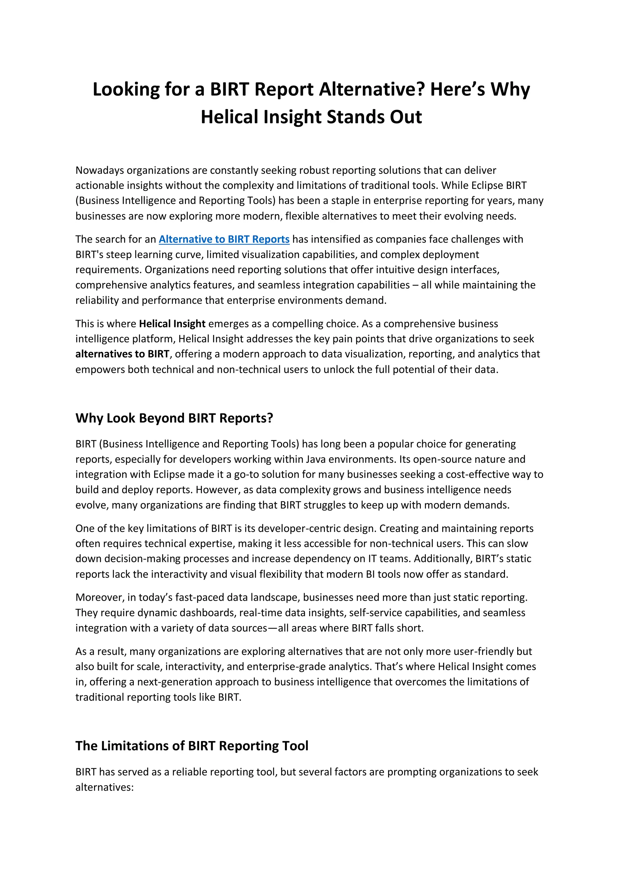 Looking for a BIRT Report Alternative Here’s Why Helical Insight Stands ...