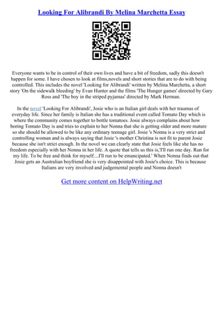 Looking For Alibrandi Essays | PDF