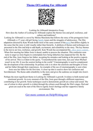 Looking For Alibrandi Essays | PDF