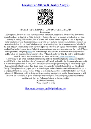 Looking For Alibrandi Essays | PDF