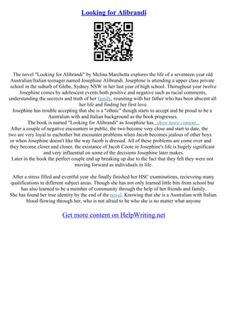 Looking For Alibrandi Essays | PDF