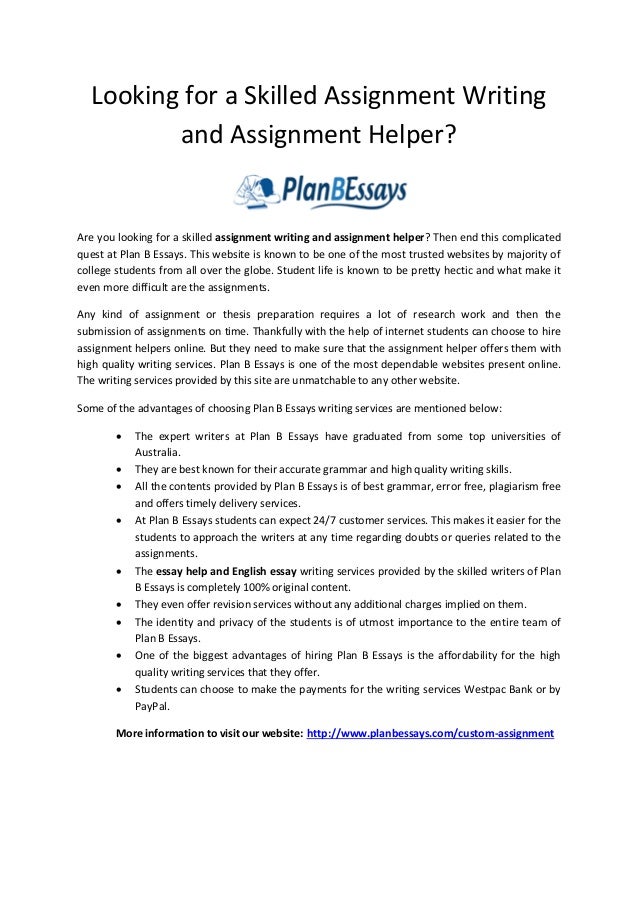 Looking for a skilled assignment writing and assignment helper