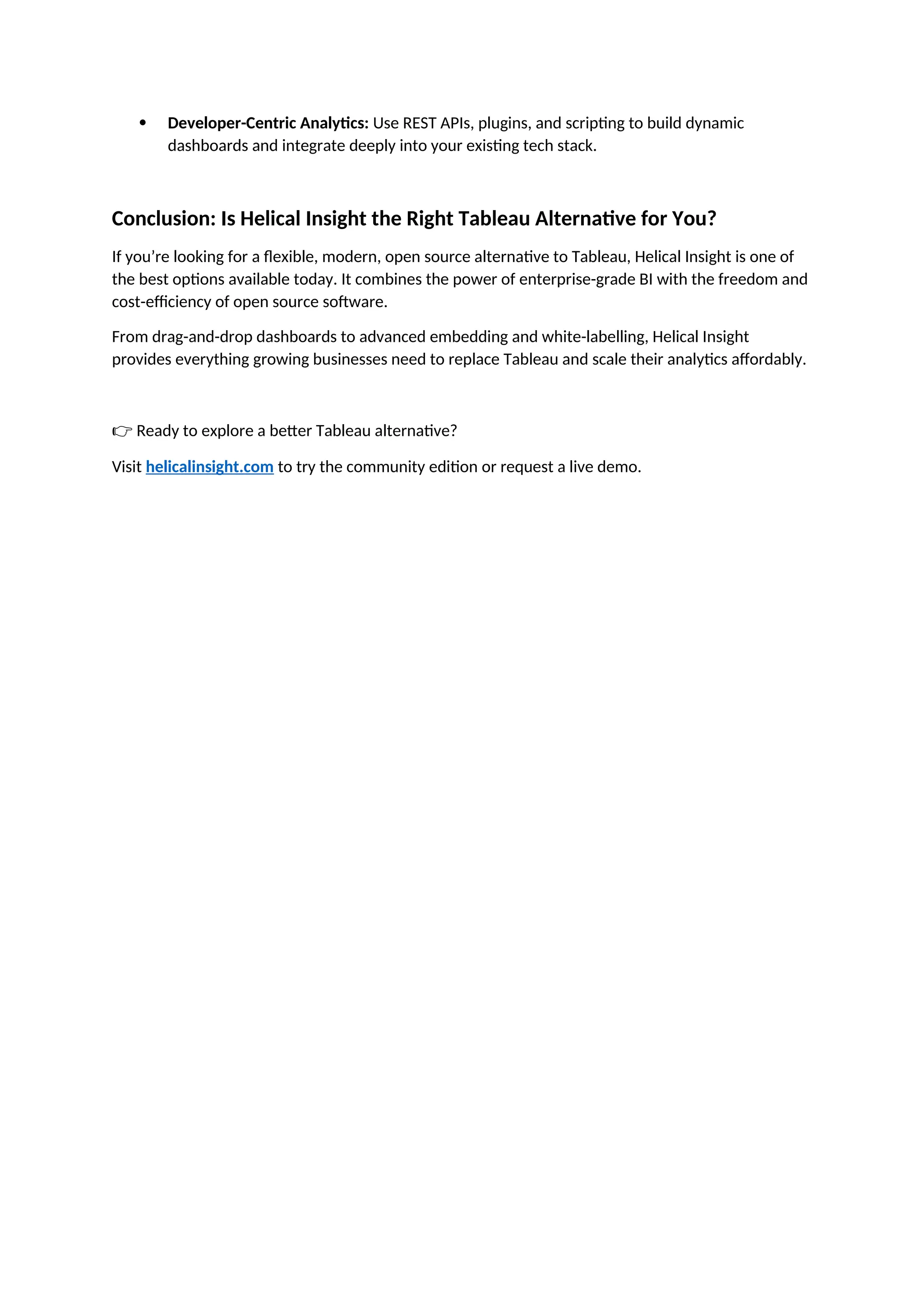Looking for a Tableau Alternative Try Helical Insight Open Source BI ...