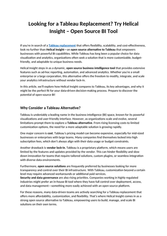 Looking for a Tableau Replacement Try Helical Insight.docx