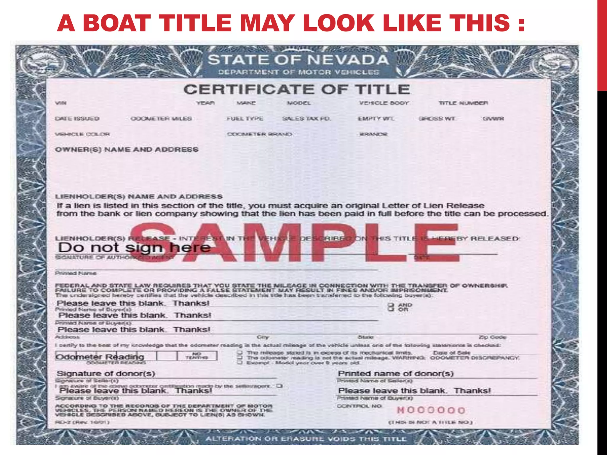 Looking for boat title in nevada | PPTX