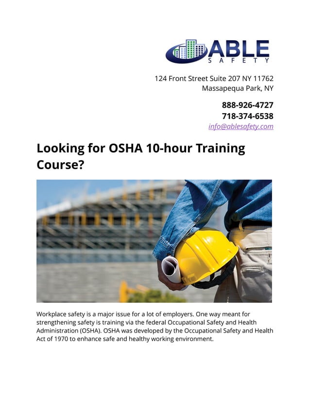 Looking for osha 10 hour training course | PDF | Free Download