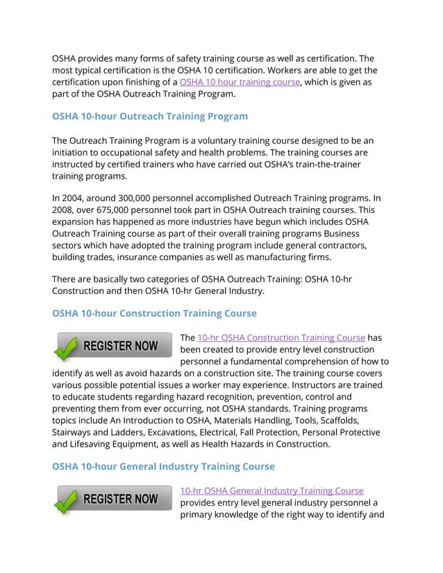 Looking for osha 10 hour training course | PDF | Free Download