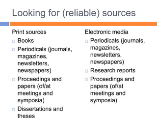 Looking for sources | PPT