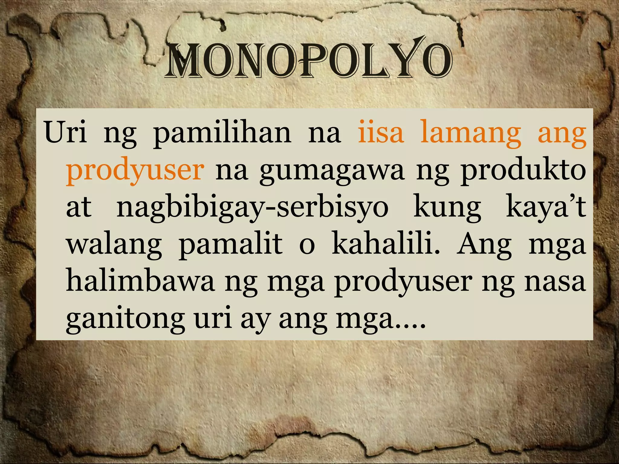 ANG PAMILIHAN AT ANG ESTRUKTURA NITO | PPT