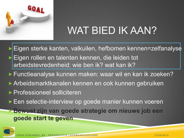 Loopbaancoaching wat bied ik - kort | PPT