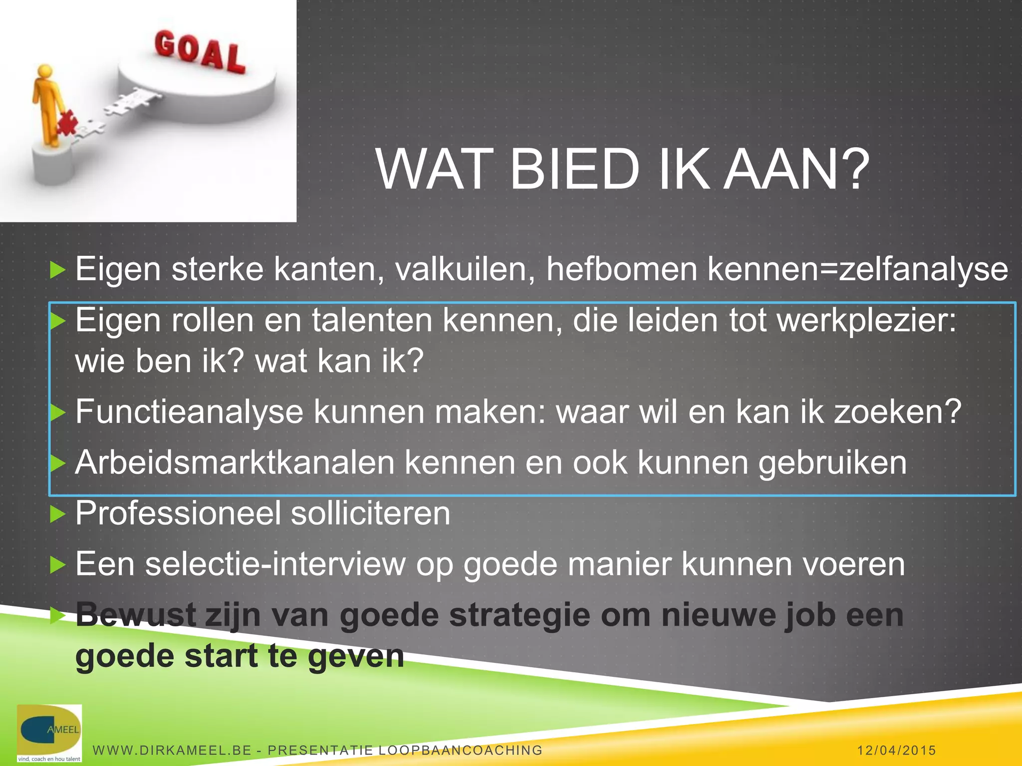 Loopbaancoaching wat bied ik? | PPT