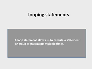 loopin gstatement in python using .pptx | Programming Languages | Computing