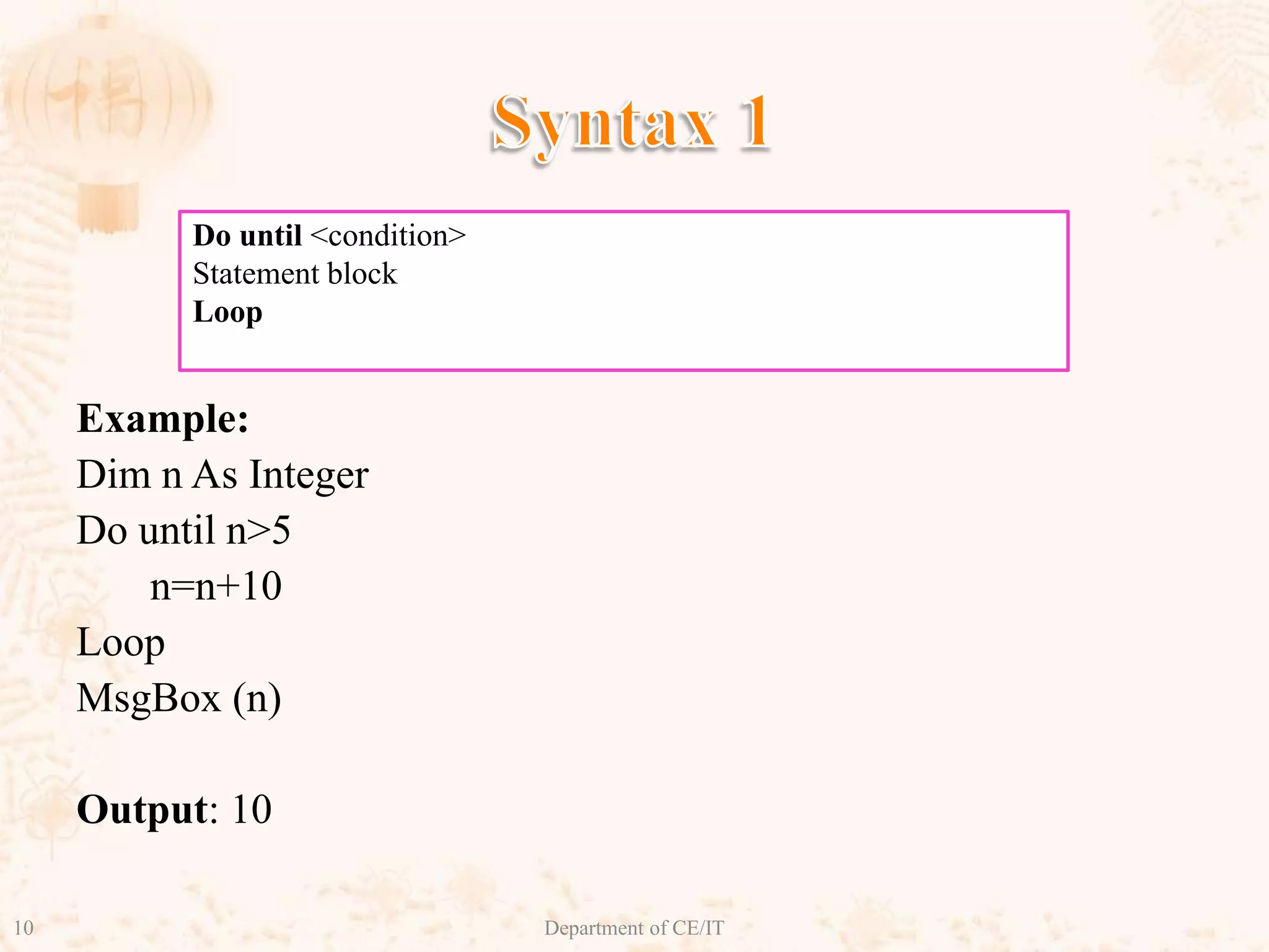 Looping statement in vb.net