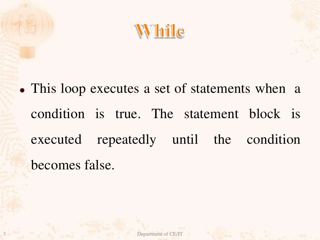 Looping Statement In