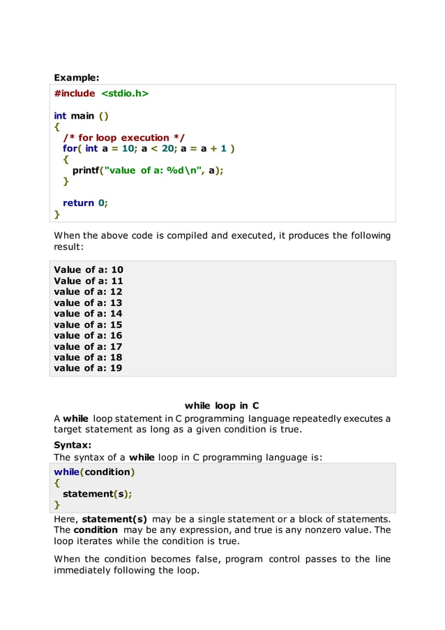 Looping statements | DOCX