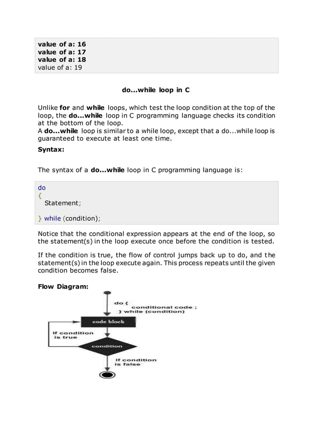 Looping statements | DOCX